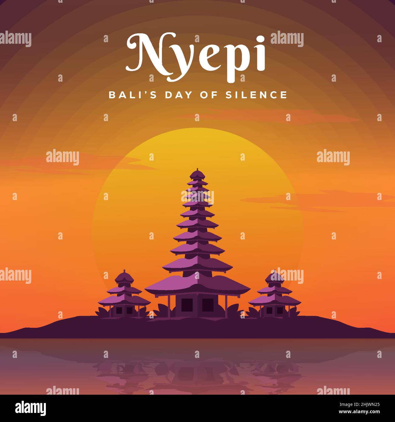 Nyepi illustration greeting. bali's day of silence design Stock Vector ...