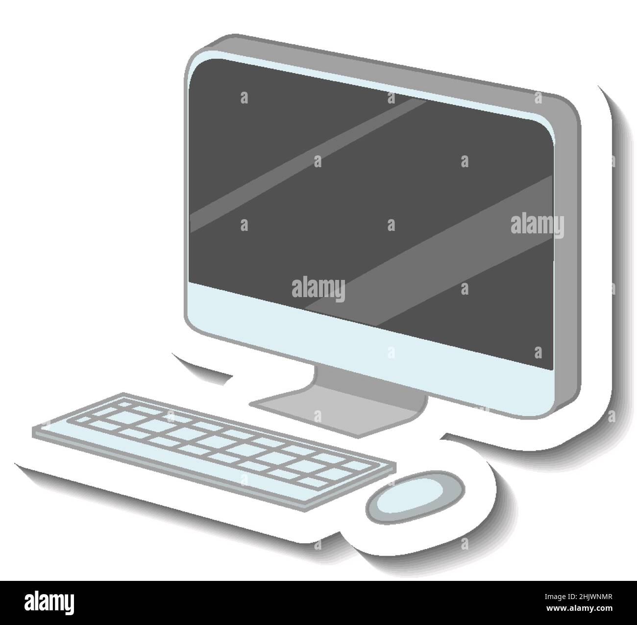 Computer monitor with mouse and keyboard illustration Stock Vector ...
