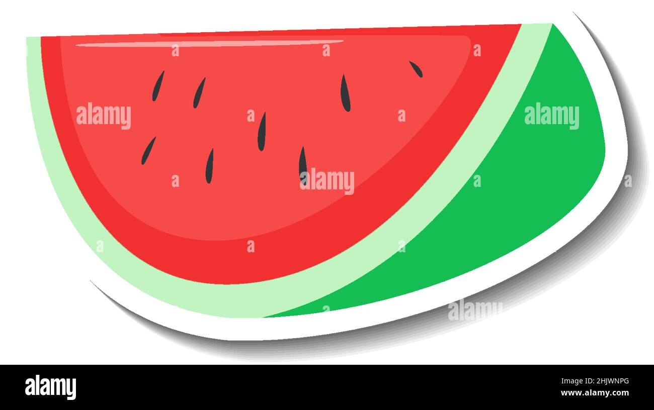 A piece of watermelon in cartoon style illustration Stock Vector Image ...