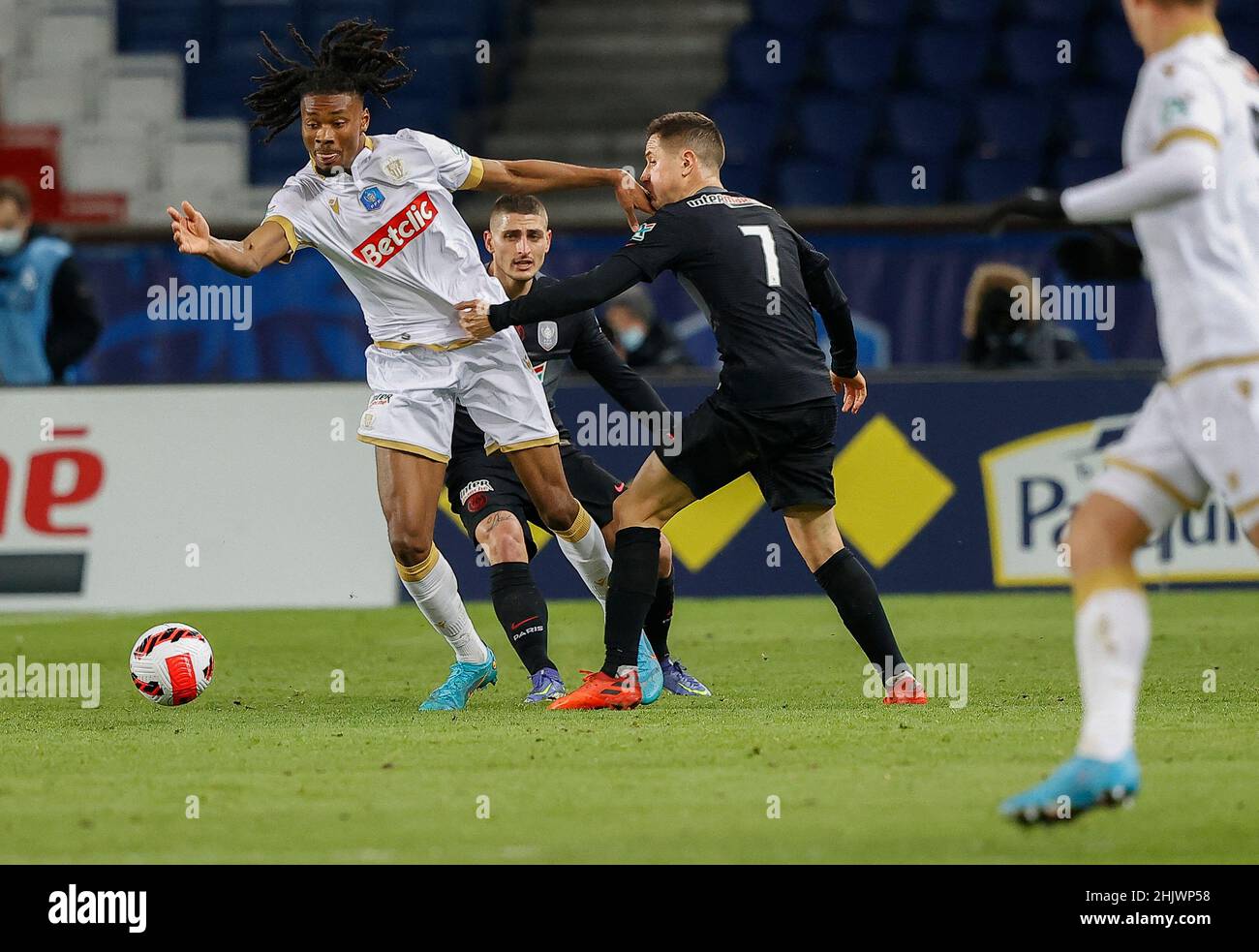 KHEPHREN THURAM of OGC NICE in action during French Cup Paris Saint ...