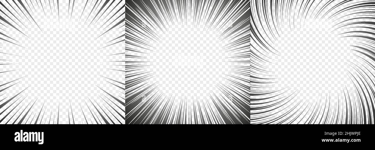 Comic manga radial lines with speed effect for comics book. Black and ...