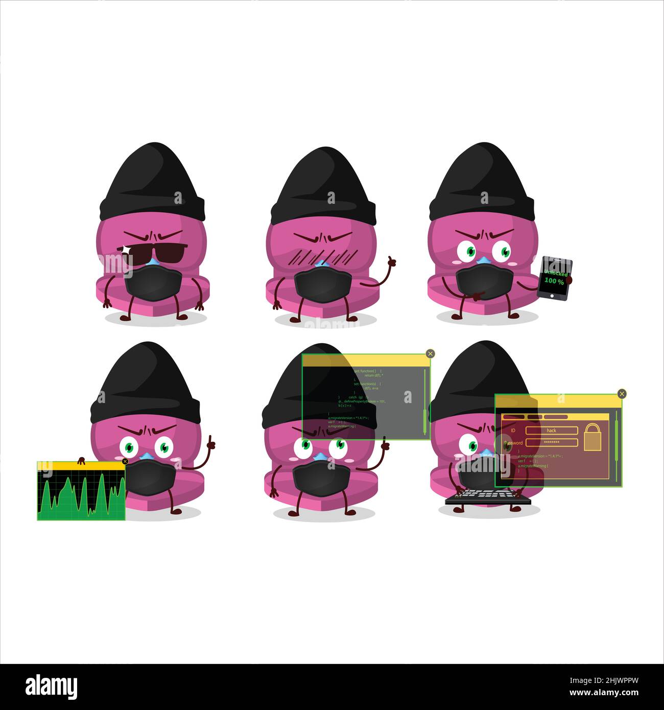 A Hacker pink love ring box character mascot with. Vector illustration ...