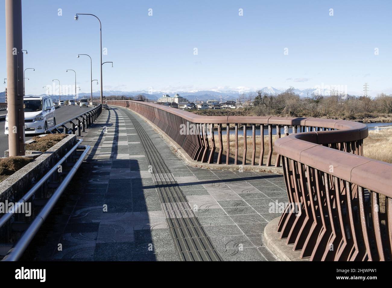 Oyama, Tochigi, japan, 2022/03/01 , Kanko bridge in Oyama city, near ...