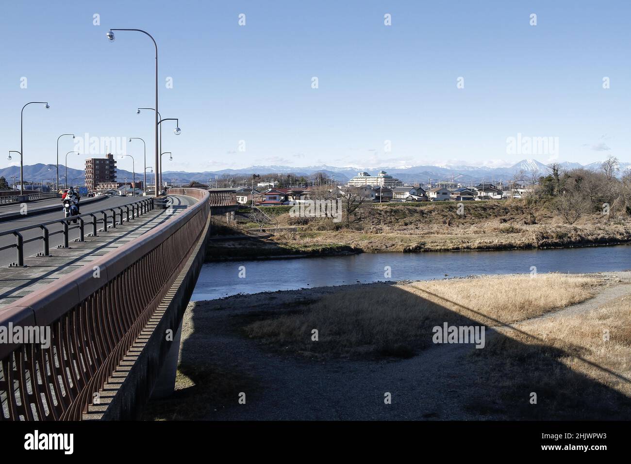 Oyama, Tochigi, japan, 2022/03/01 , Kanko bridge in Oyama city, near ...