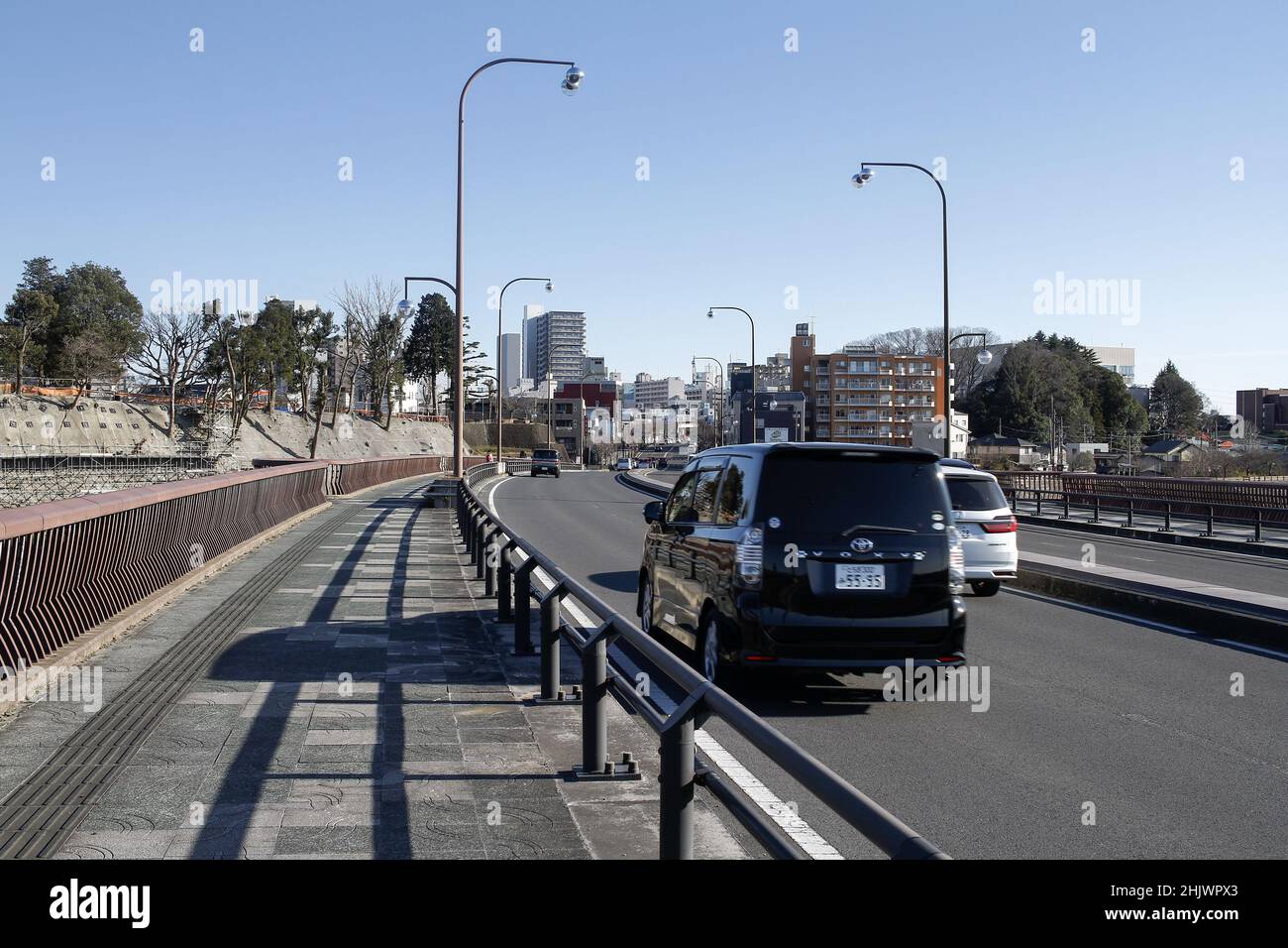 Oyama, Tochigi, japan, 2022/03/01 , Kanko bridge in Oyama city, near ...