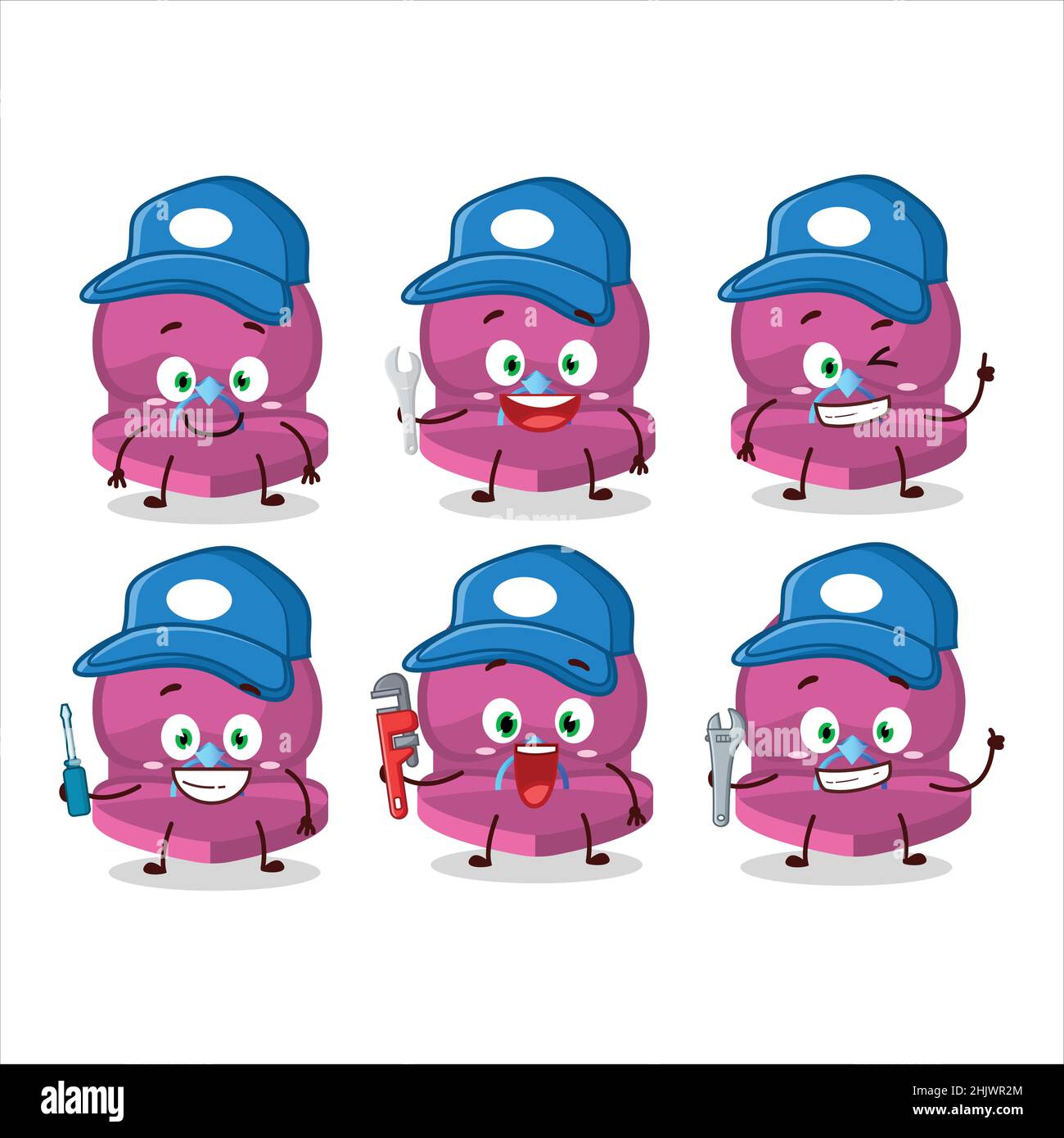 mechanic pink love ring box cute mascot character with pliers. Vector ...
