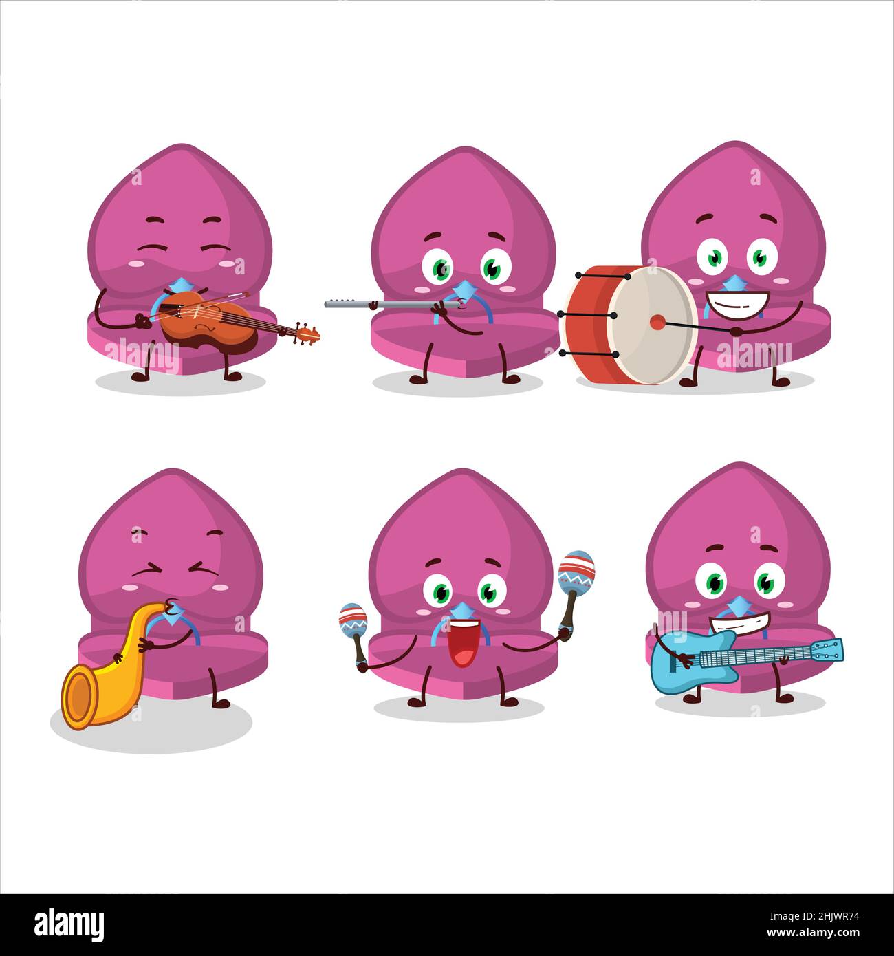 Cartoon character of pink love ring box playing some musical ...