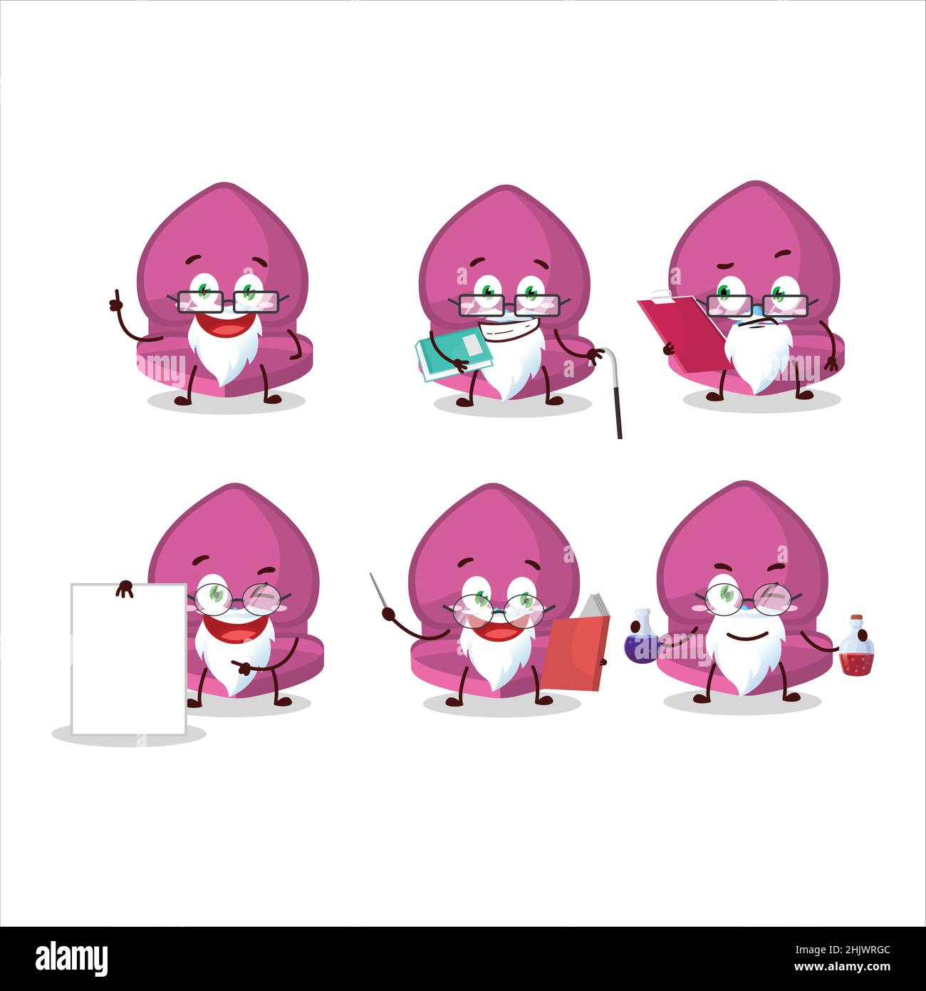 Professor pink love ring box academic cartoon character working on ...