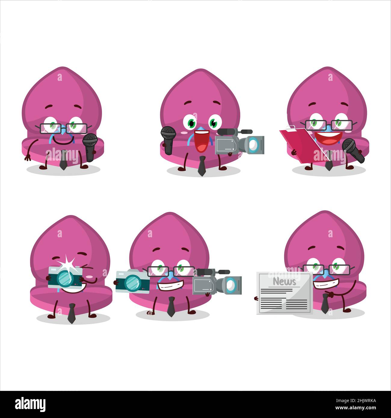 Character reporter pink love ring box cute mascot with microphone ...