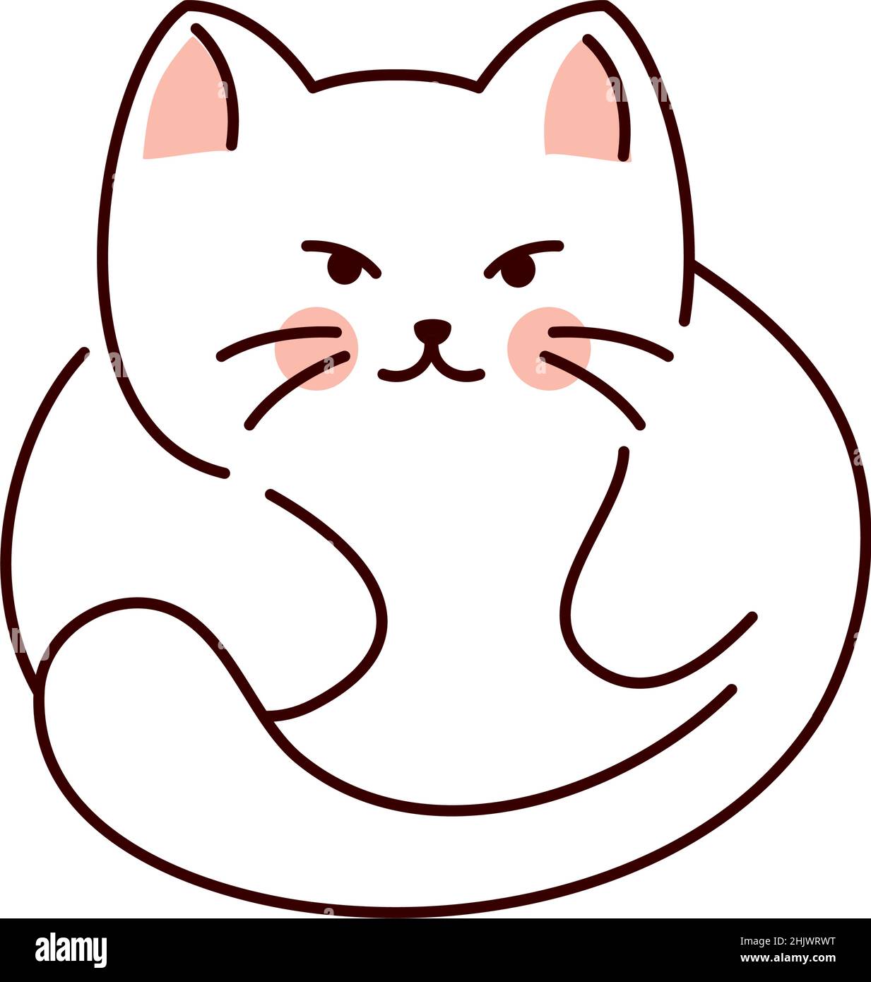Tabby white domestic cat lying Stock Vector Images - Alamy
