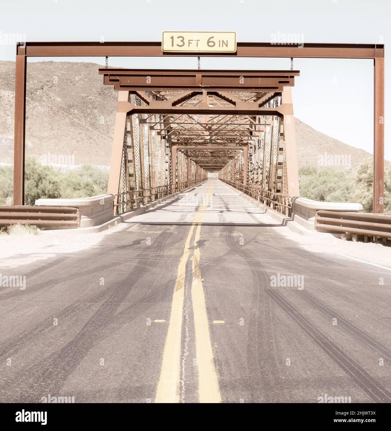 Beautiful sunny view of the Historic Gillespie Dam Bridge in Arizona ...