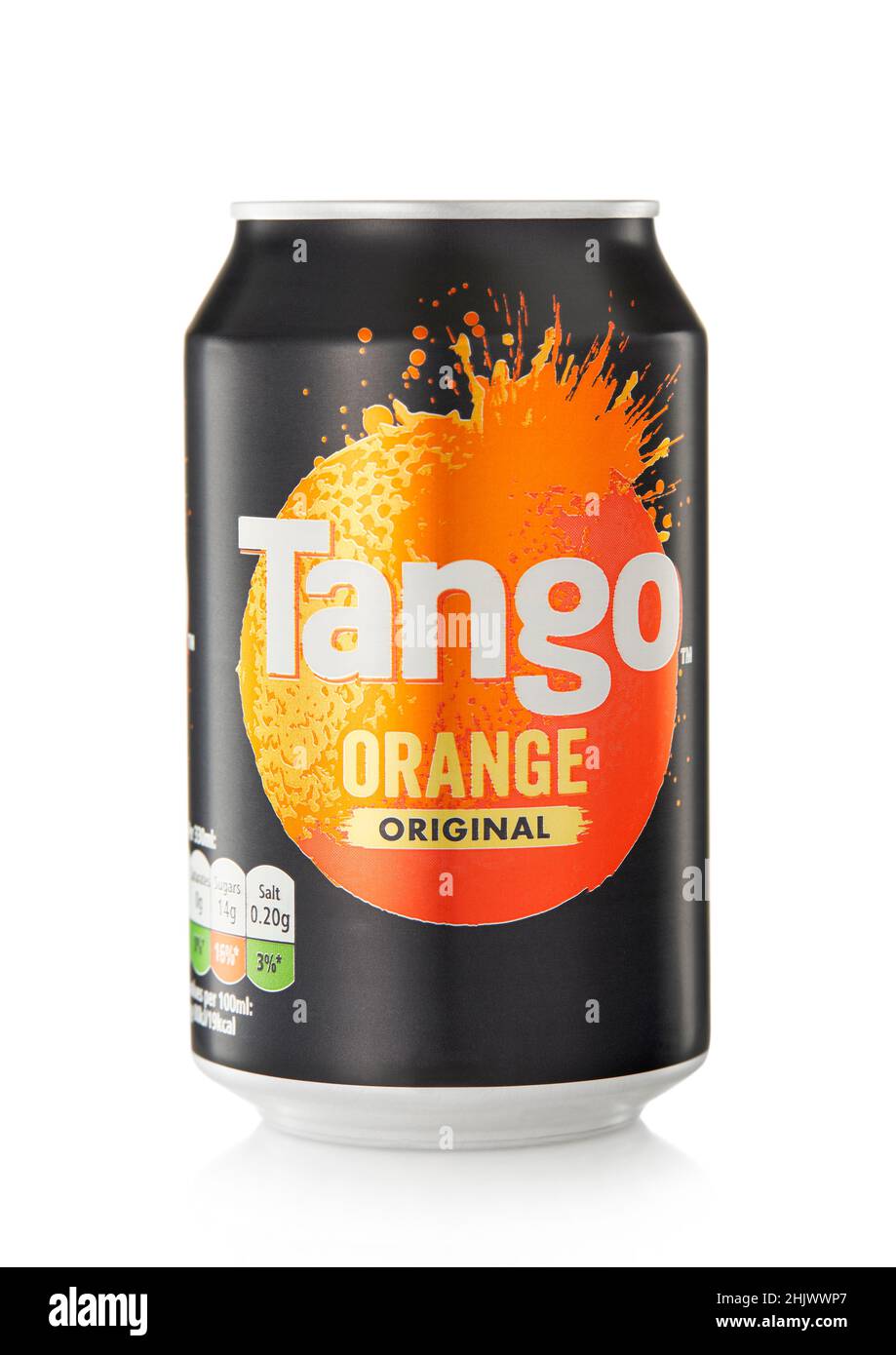 LONDON,UK - JANUARY 22, 2022: Tango Orange original soft soda drink on ...