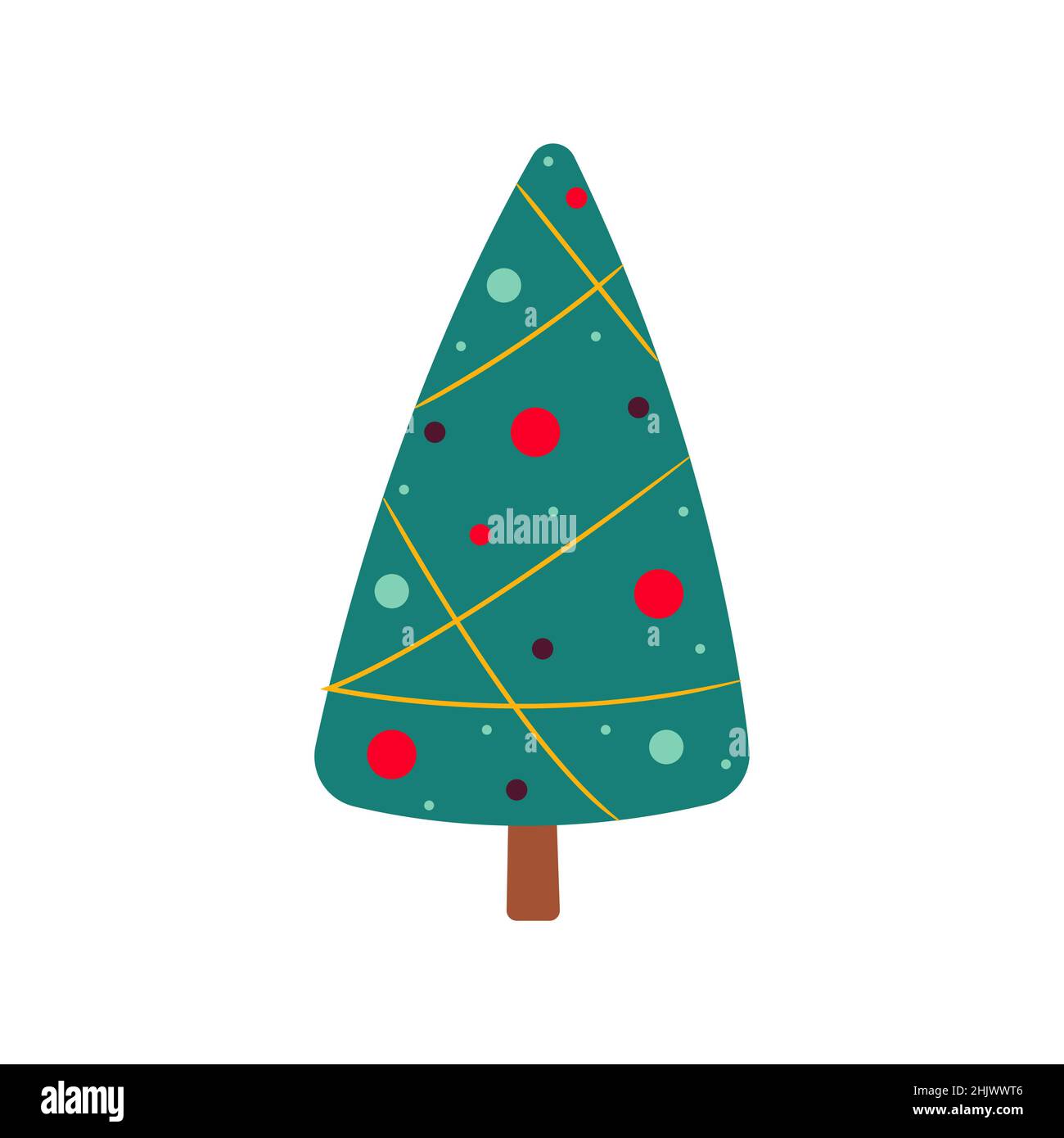 Decorated Christmas tree. Vector illustration in flat style. Isolate ...