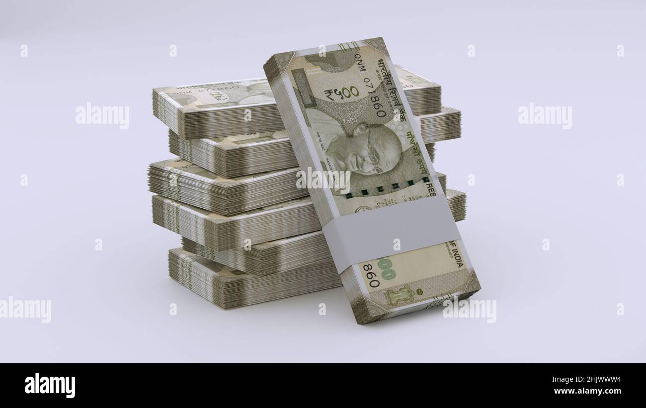 Indian Rupee 500 Currency Note Bundles - 3D Illustration Stock Photo ...