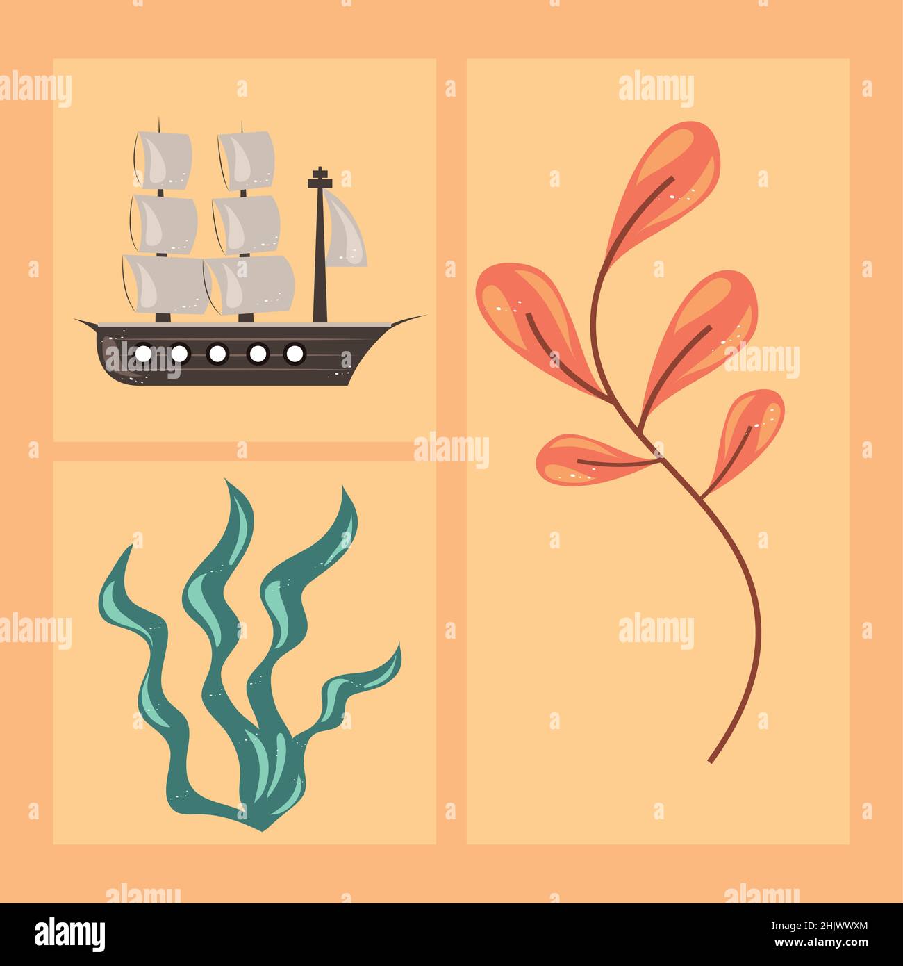 nautical boat and seaweed Stock Vector Image & Art - Alamy