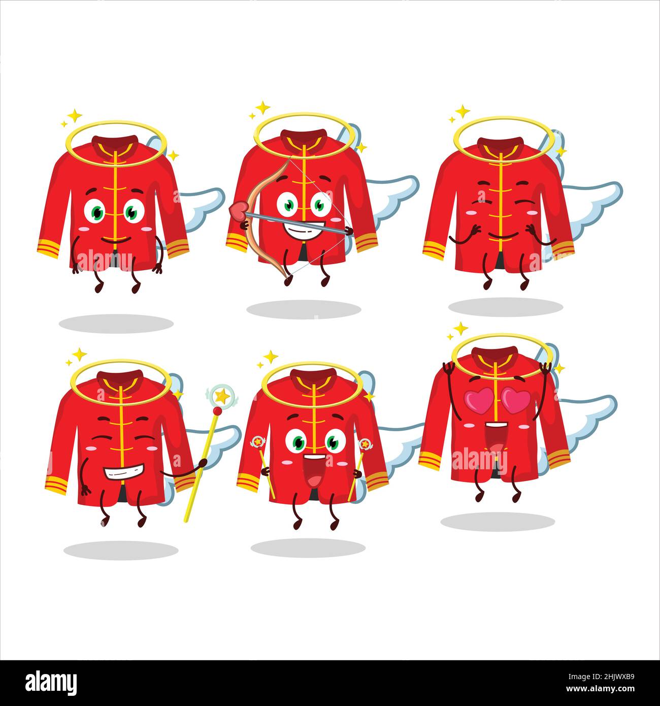 Red chinese traditional costume cartoon designs as a cute angel ...