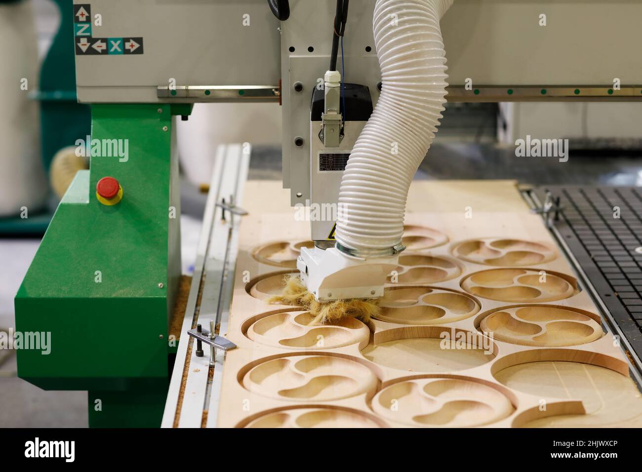 Production process with CNC wood carving router machine. Selective ...