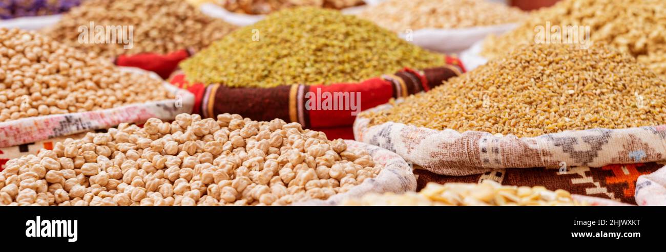 Dried food products on the arab street market stall Stock Photo - Alamy