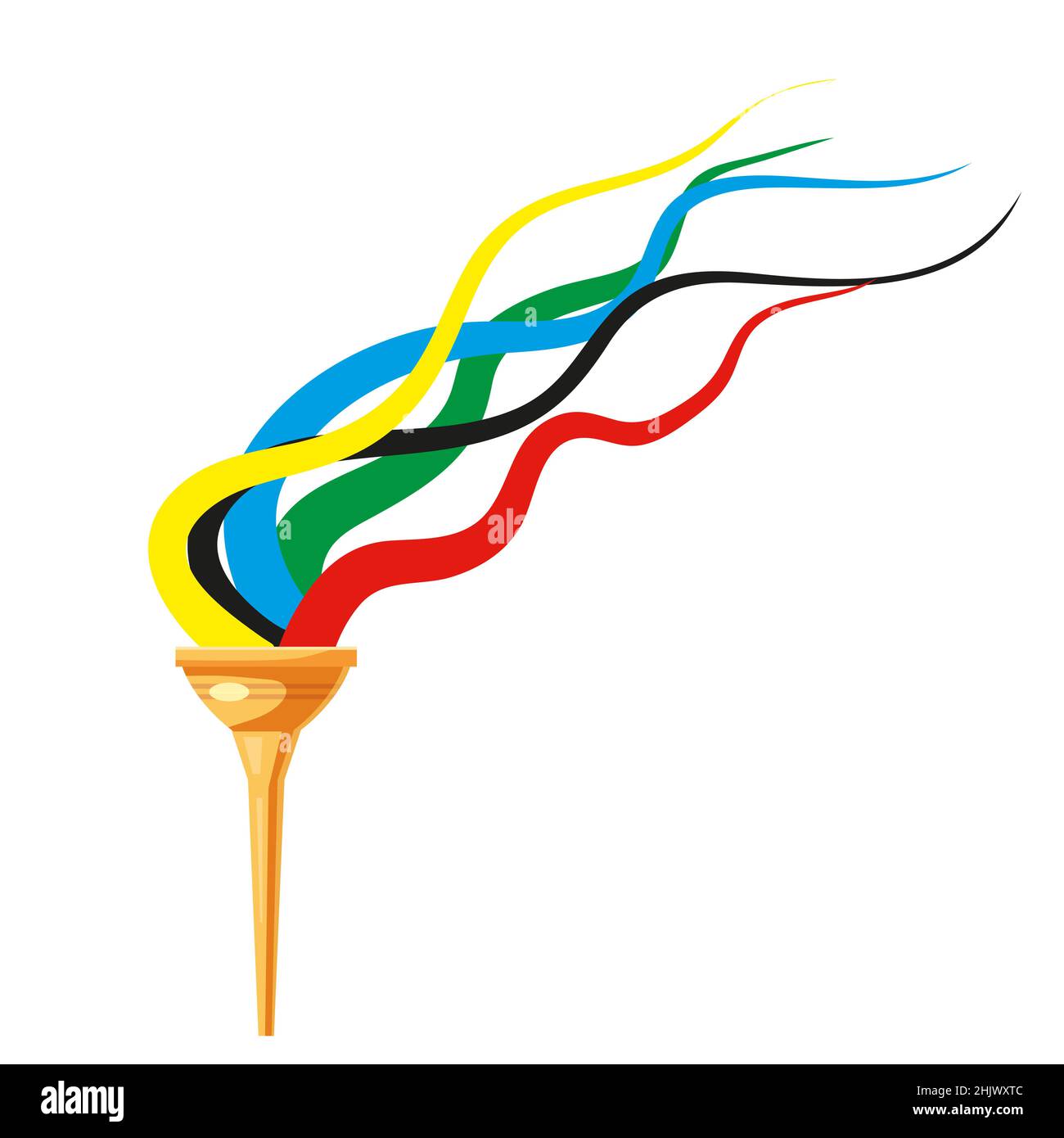 Torch with five colors flame, cup, symbol sport games. Icon vector ...