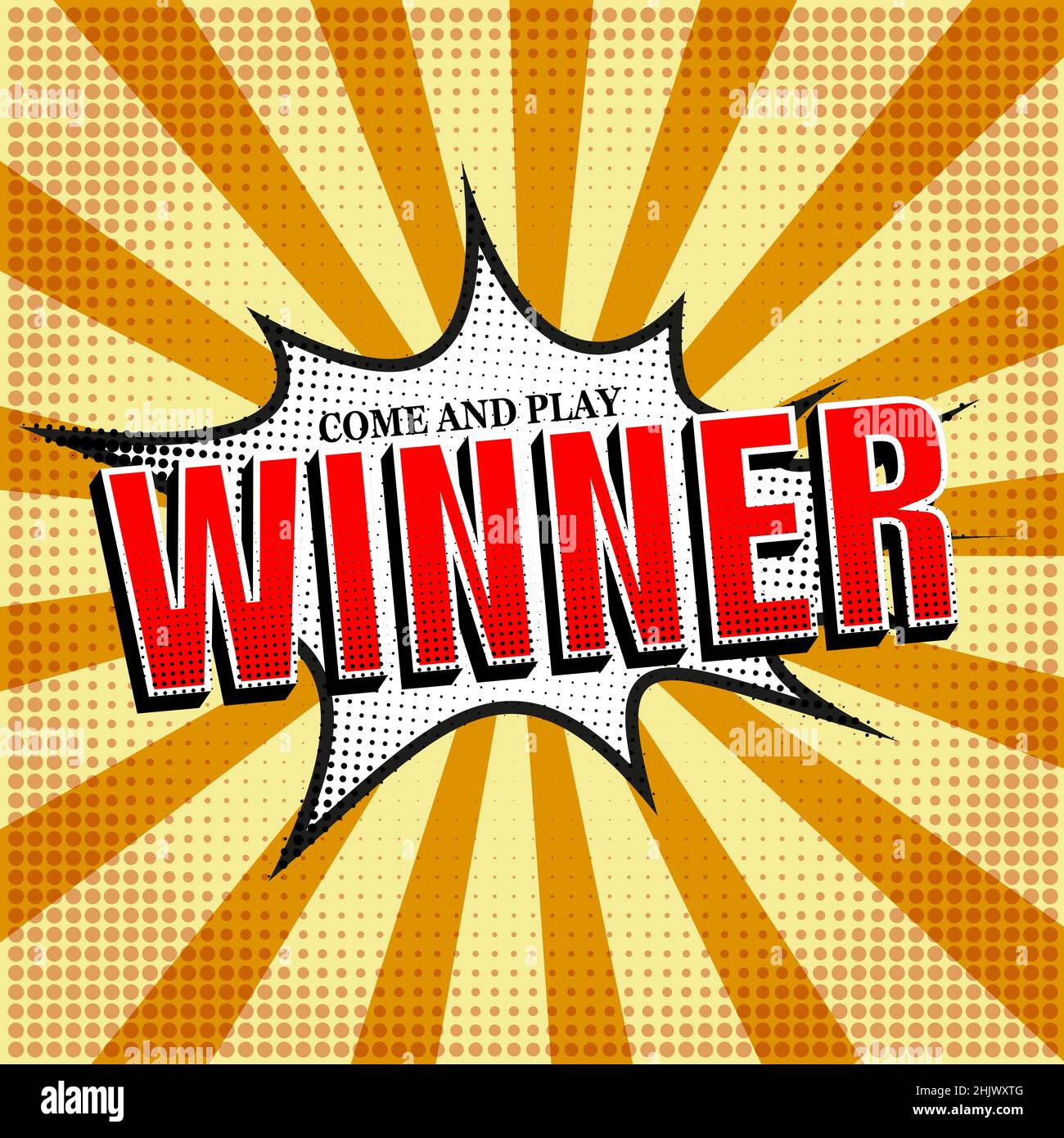 Winner retro poster, comic speech duddle blast. Vector illustration ...