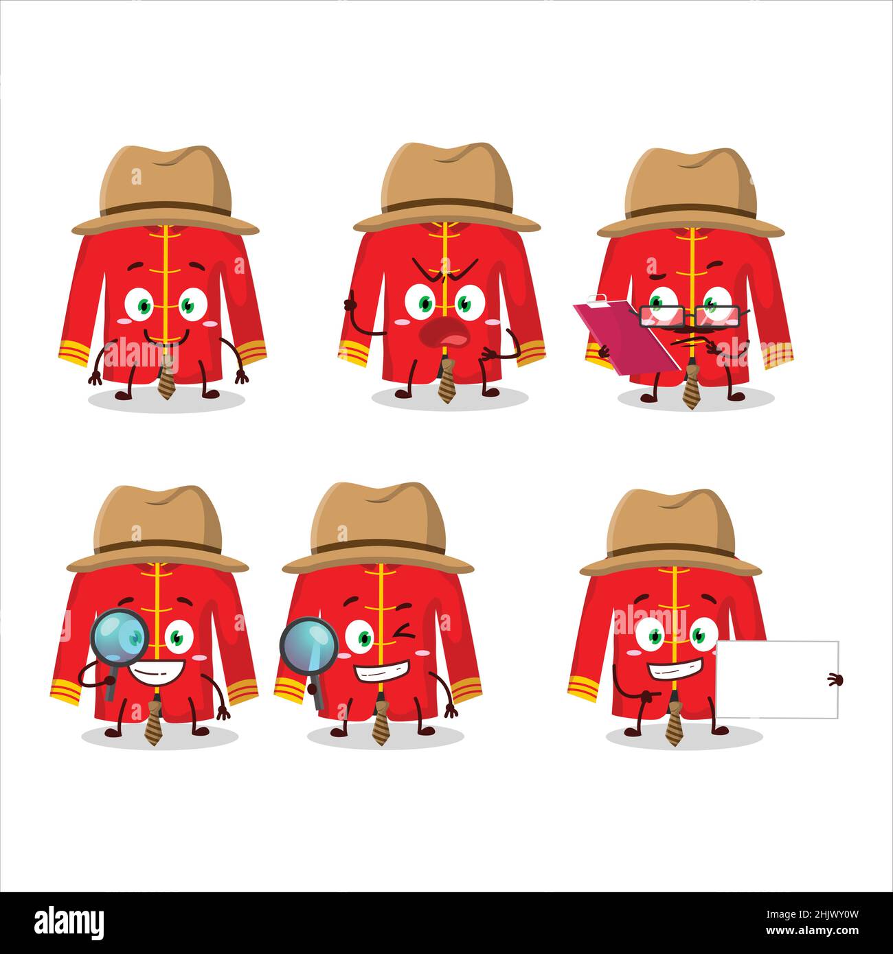Detective red chinese traditional costume cute cartoon character ...
