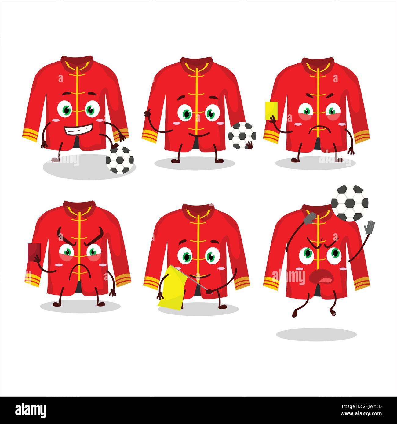 Red chinese traditional costume cartoon character working as a Football ...