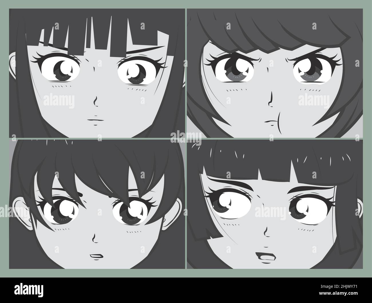 manga girls expressions Stock Vector Image & Art - Alamy