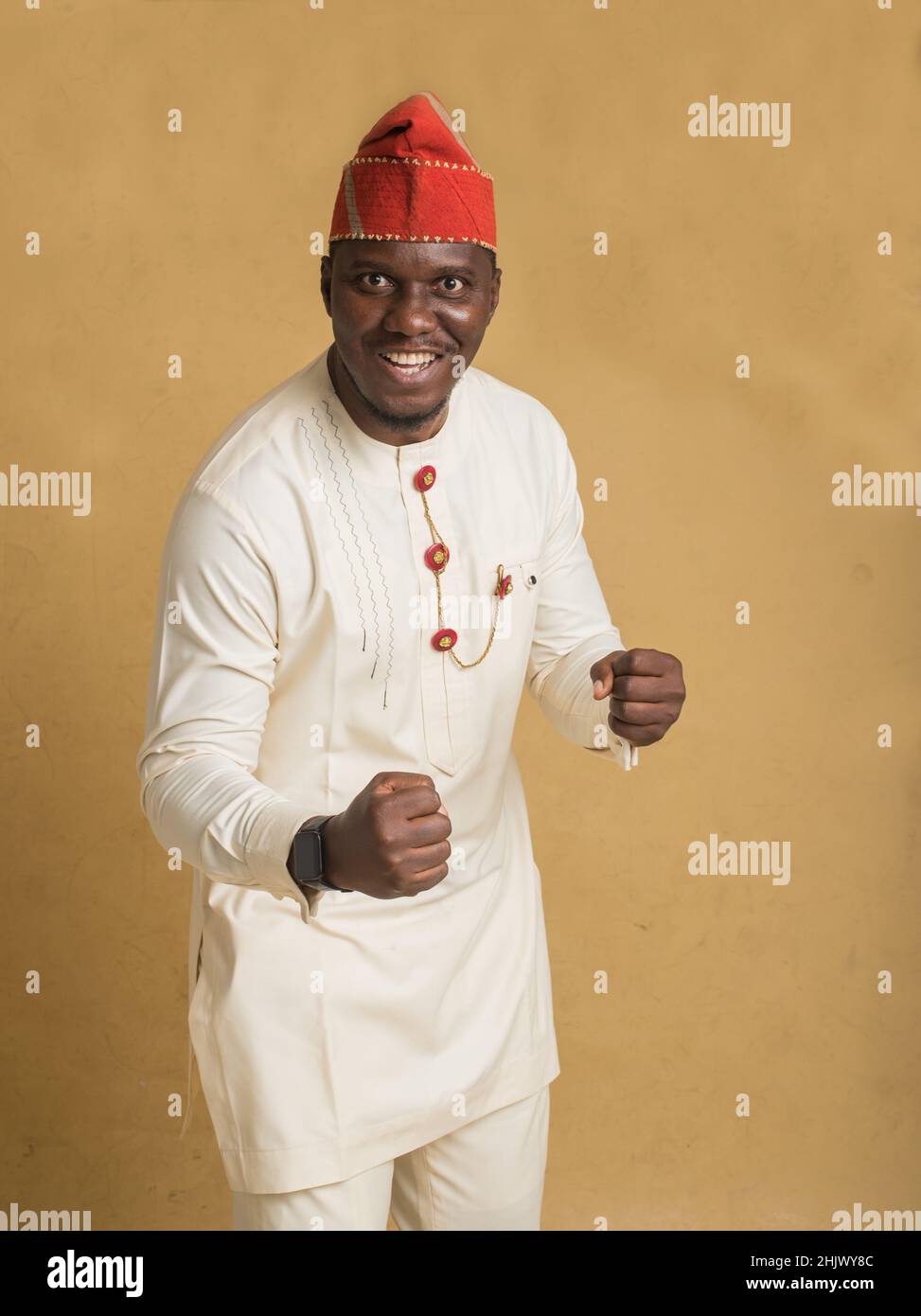 Yoruba Culturally Dressed Business Man Excited about a business deal ...