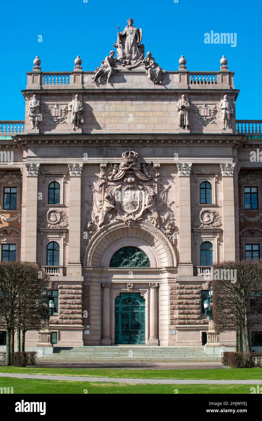 Entrance of Riksdagshuset (1905), Swedish Parliament building ...