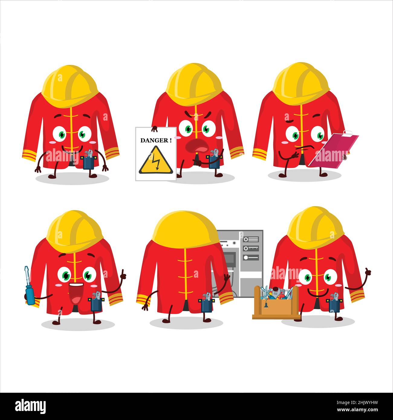 Professional Lineman red chinese traditional costume cartoon character ...