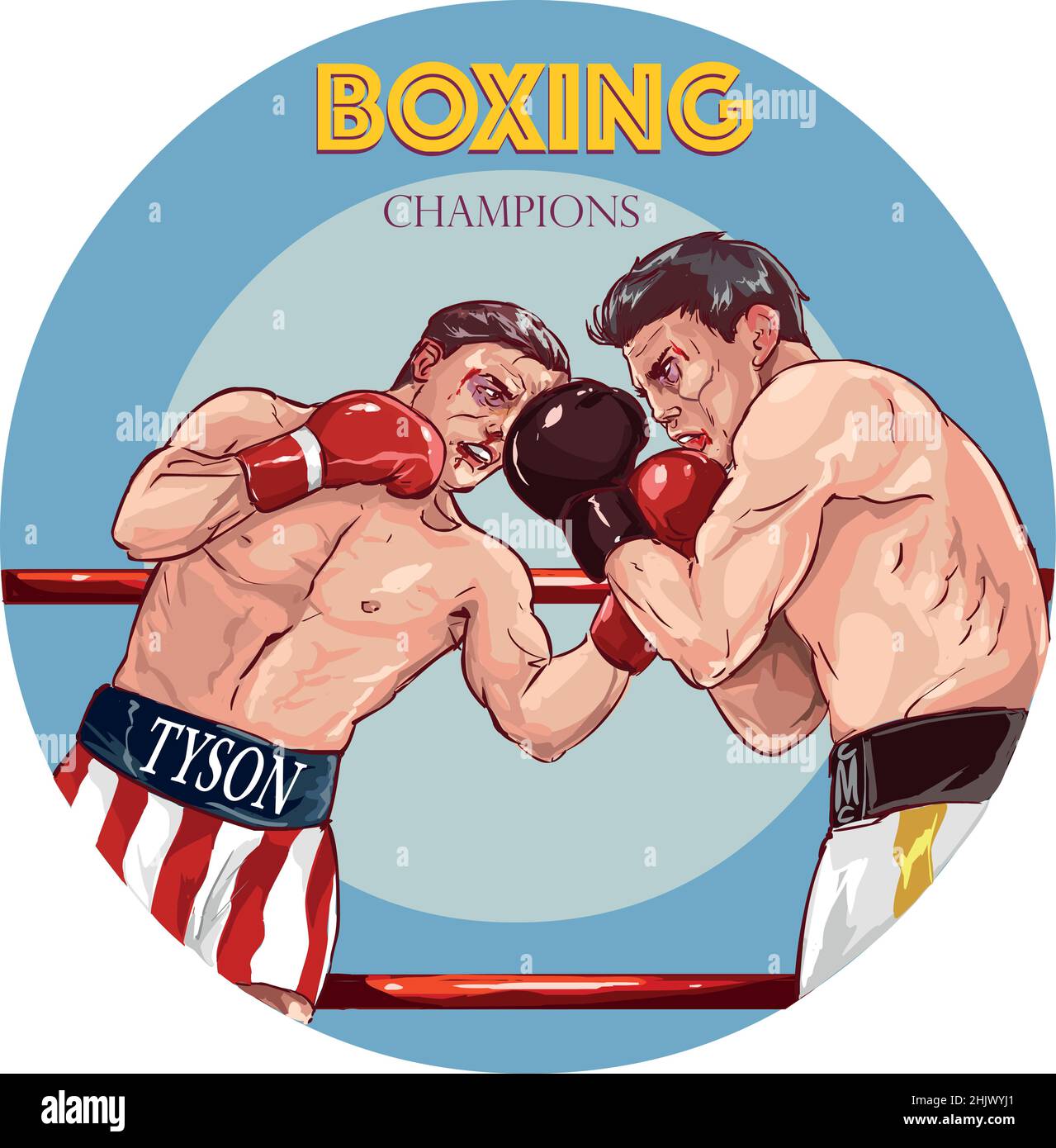 Two Male Boxers In Upright Stance In Boxing Ring Stock Vector Image ...