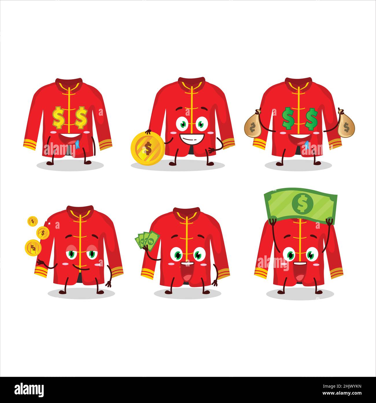 Red chinese traditional costume cartoon character with cute emoticon ...