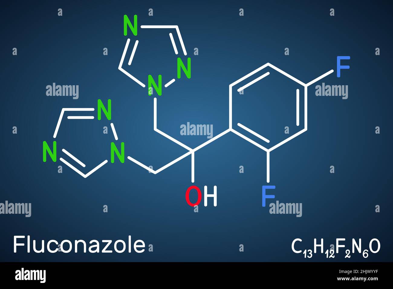 Fluconazole, molecule. It is triazole antifungal medication used to ...