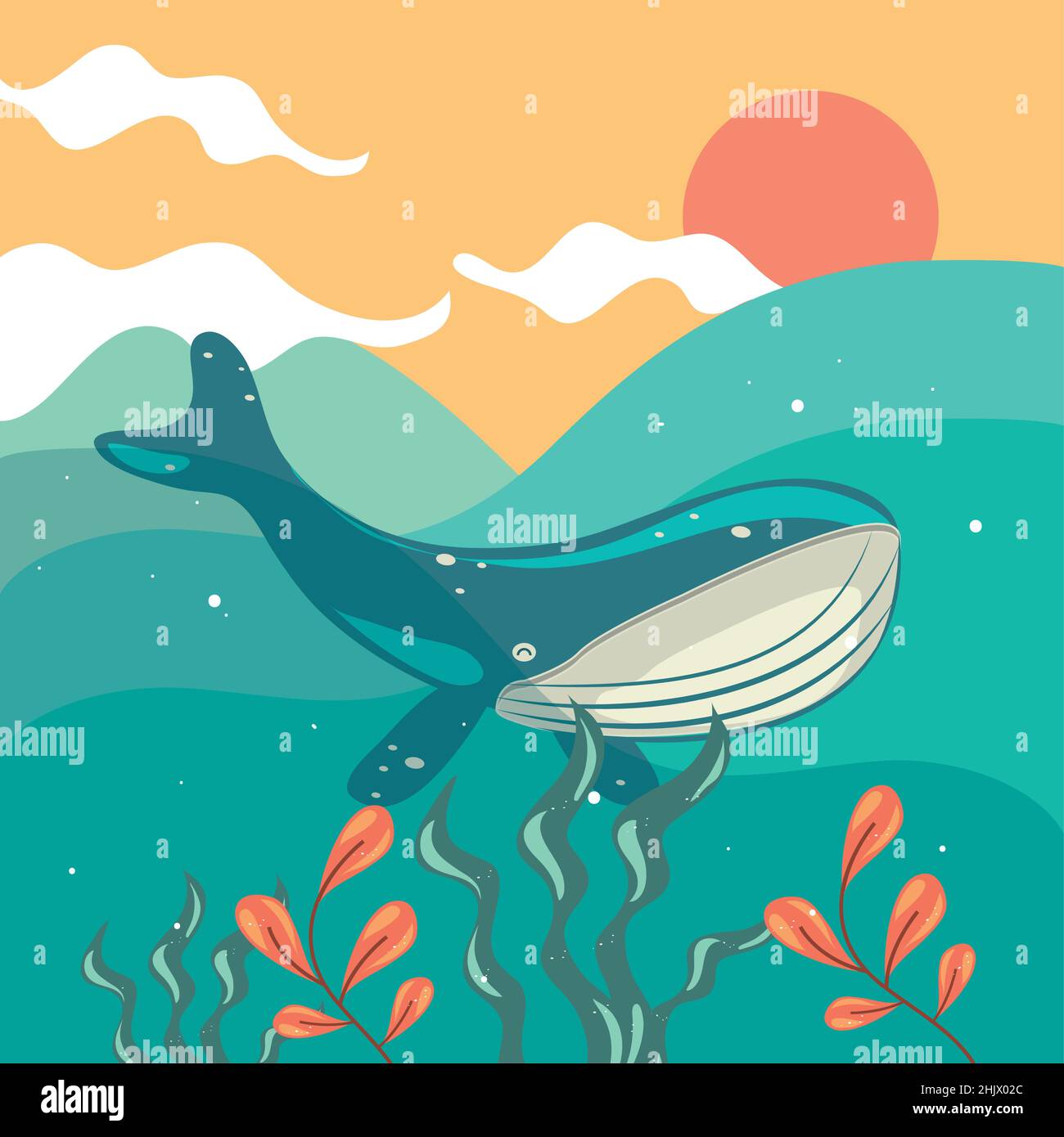 underwater whale scene Stock Vector Image & Art - Alamy
