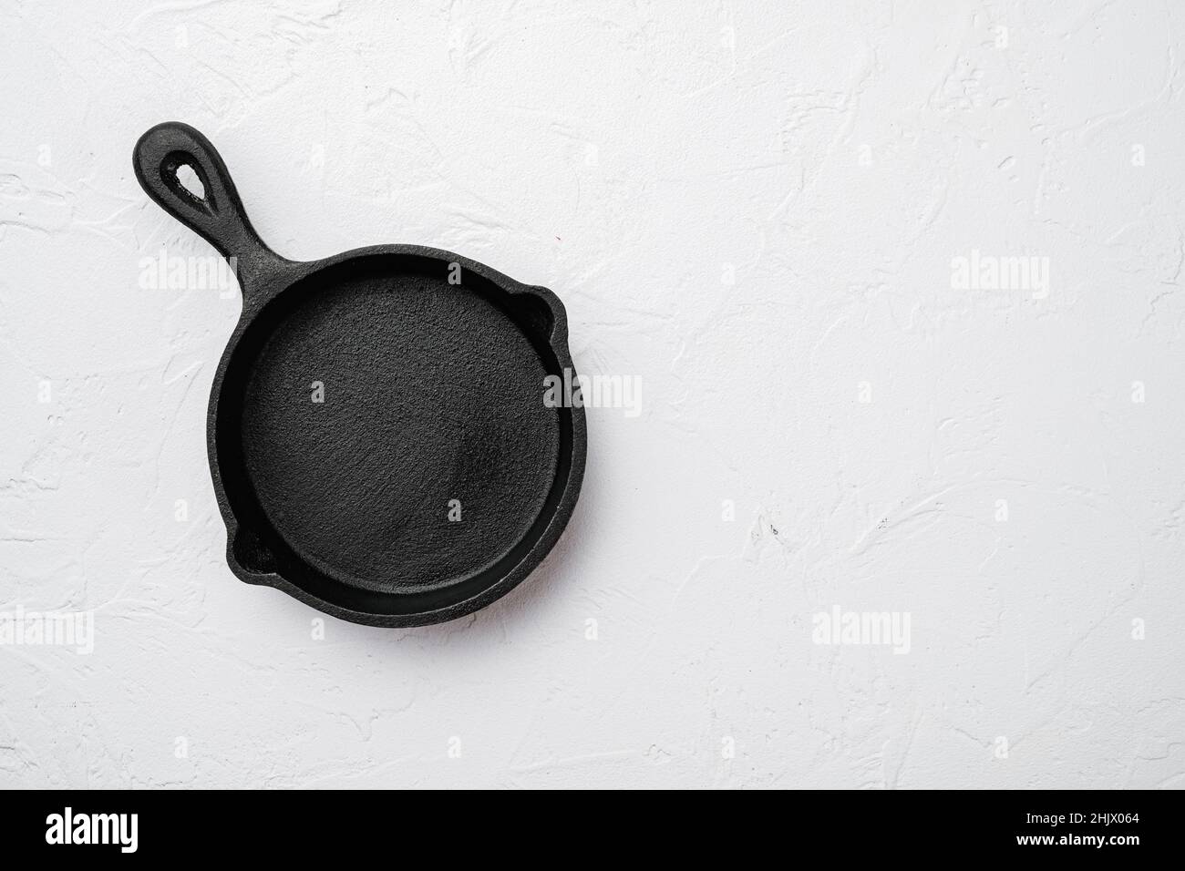 Used old empty frying pan set with copy space for text or food with ...