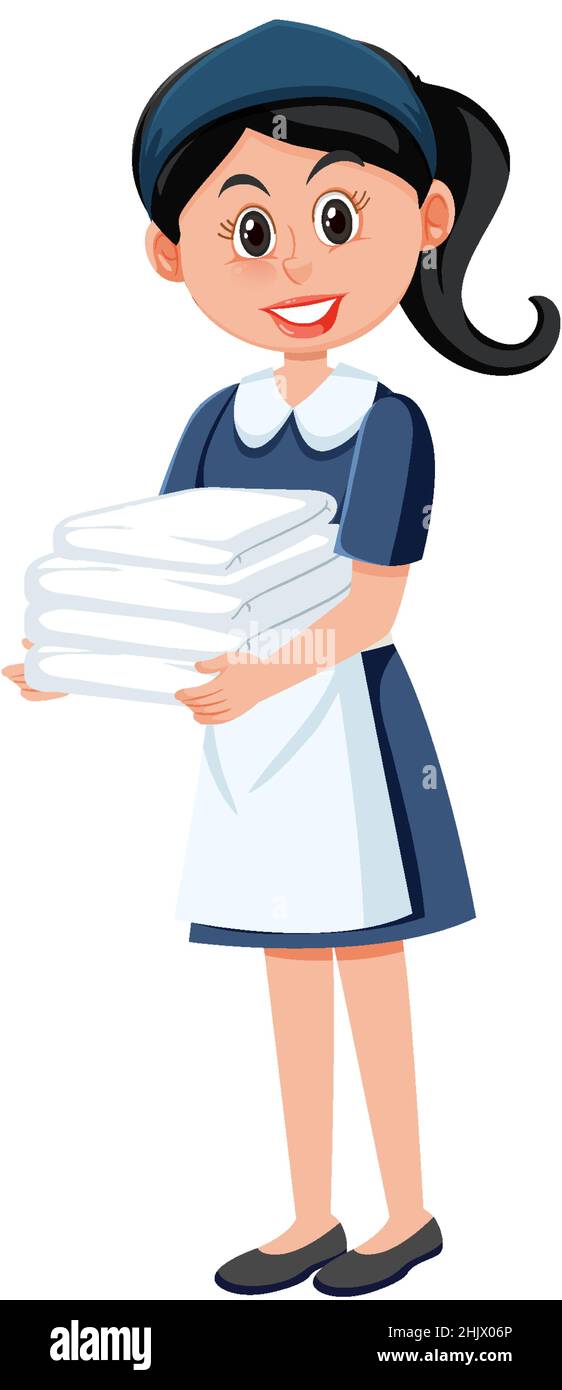 A housekeeper cartoon character on white background illustration Stock ...