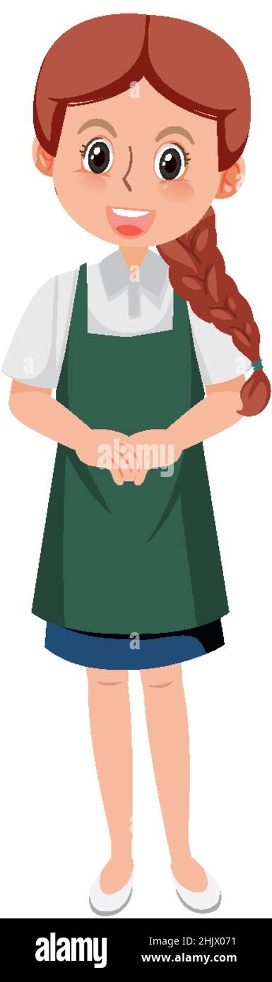 A housekeeper cartoon character on white background illustration Stock ...
