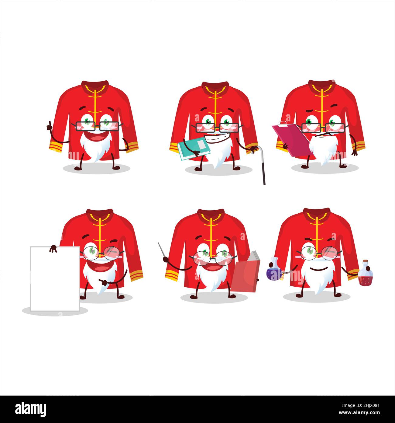 Professor red chinese traditional costume academic cartoon character ...