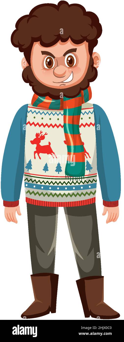 A man wearing Christmas outfits on white background illustration Stock ...
