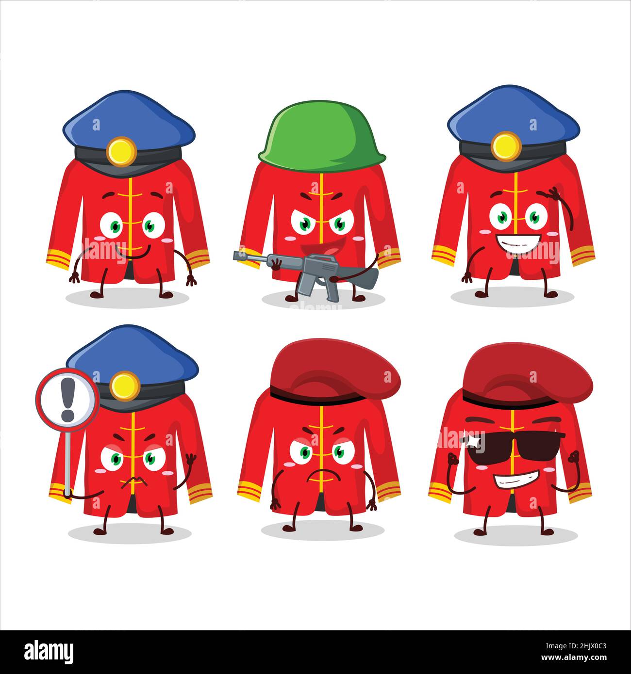 A dedicated Police officer of red chinese traditional costume mascot ...