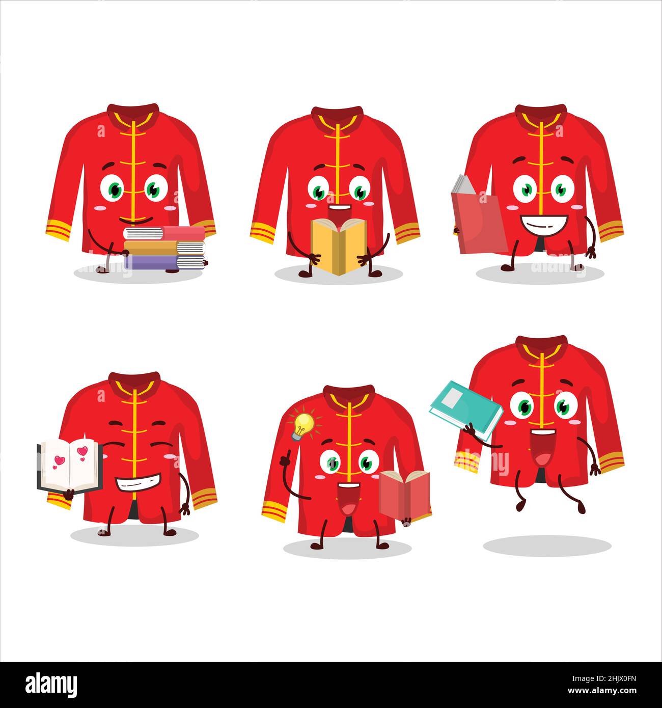 A picture of red chinese traditional costume cartoon character concept ...