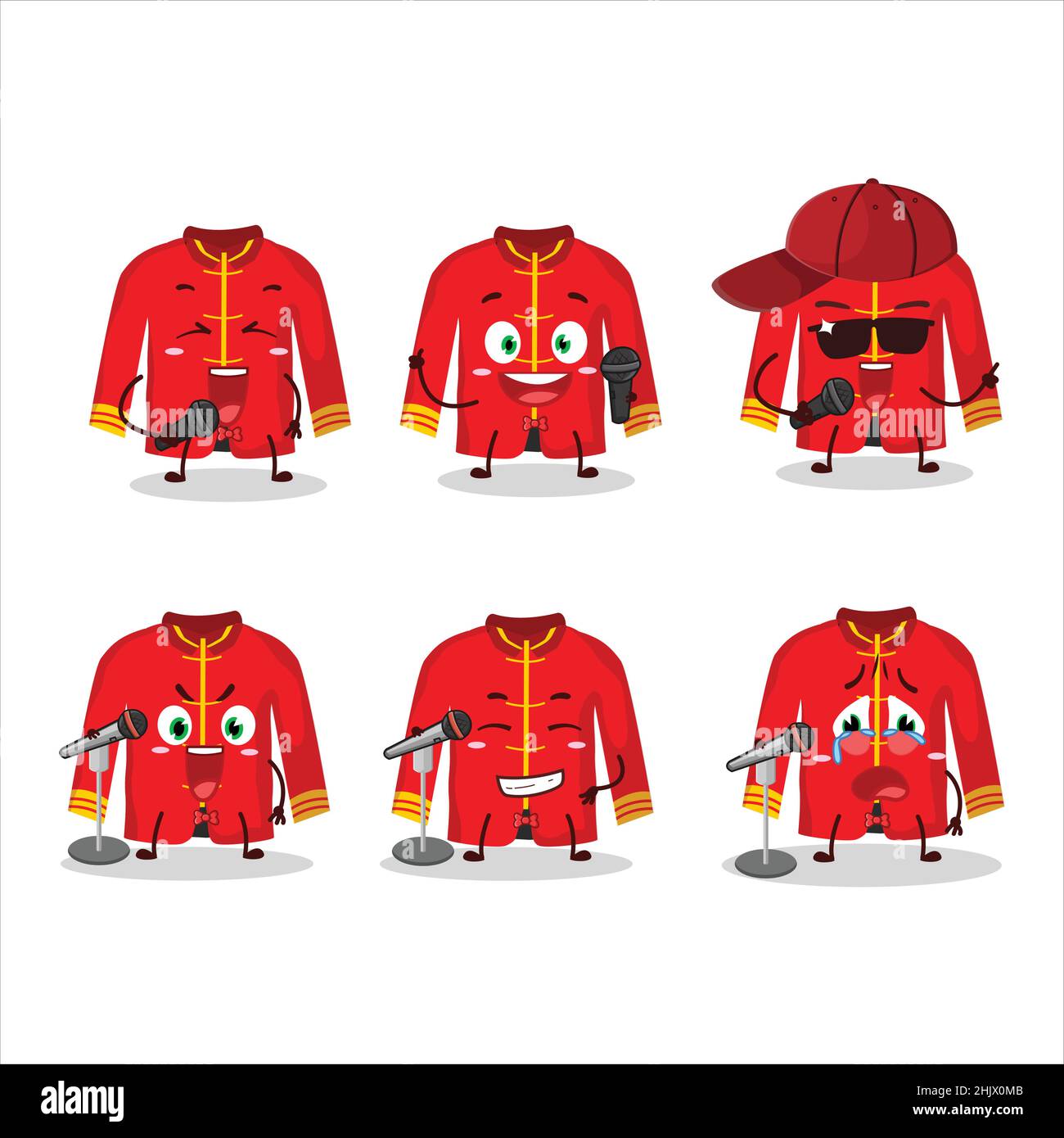 A Cute Cartoon design concept of red chinese traditional costume ...