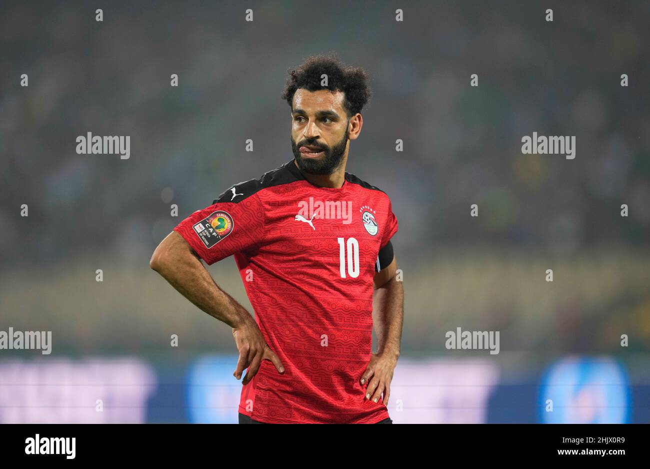 Yaoundé, Cameroon, January, 19, 2022: Mohamed Salah (captain) of Egypt ...
