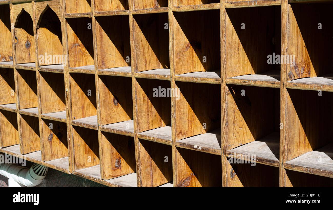 Empty wooden shelf background Stock Photo - Alamy