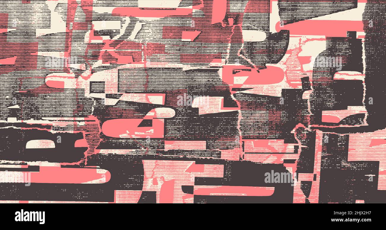 Collage of torn street posters. Abstract halftone lettering background ...