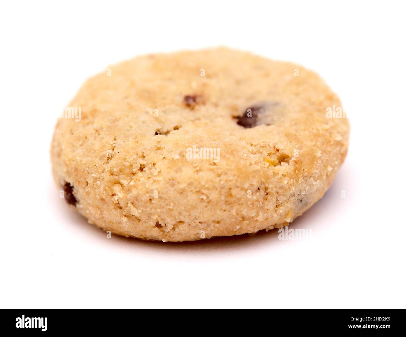 Round chocolate chip mini cookies isolated on white background Stock ...