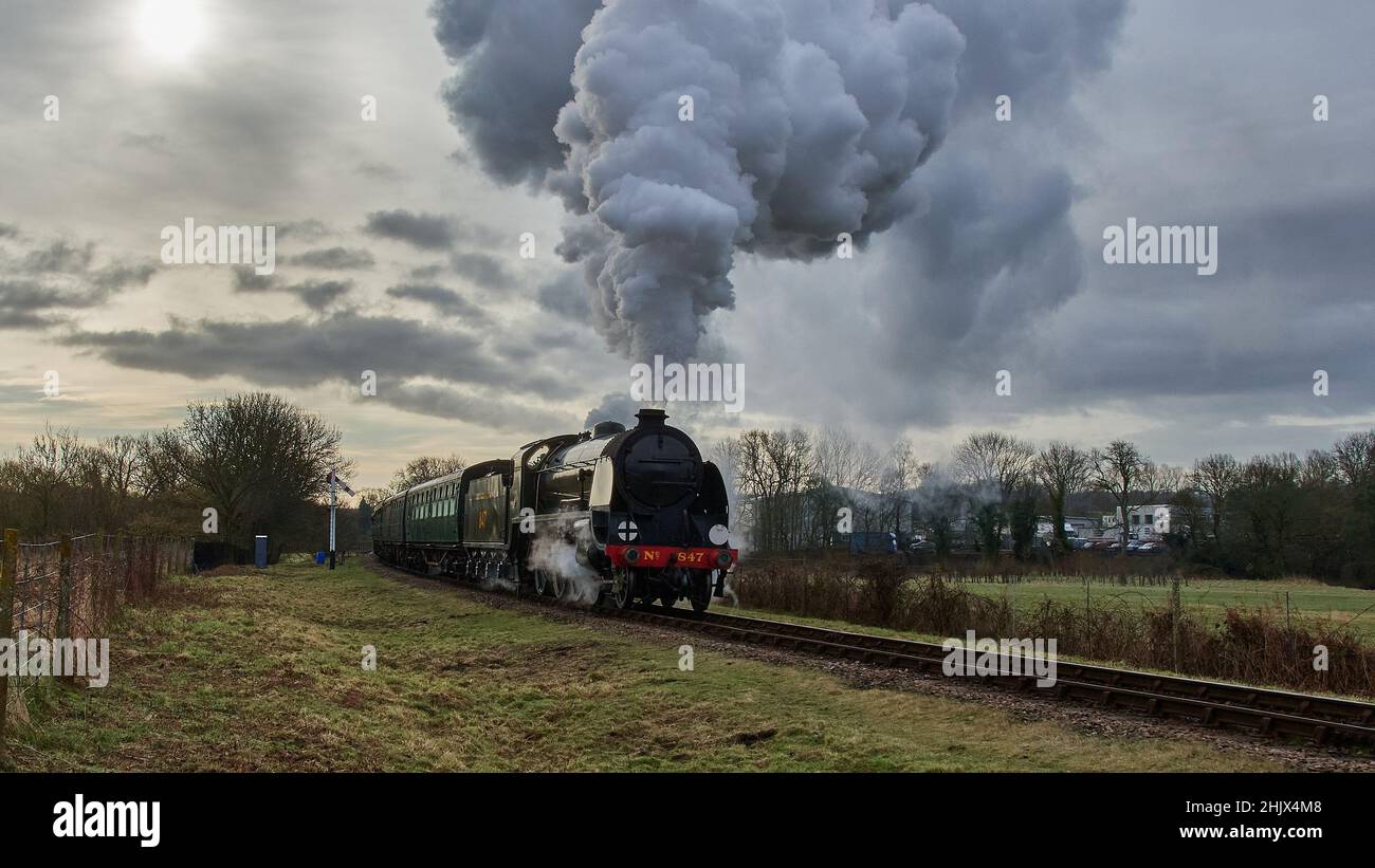 S15 Class locomotive No 847 in action on the Bluebell Railway Stock ...