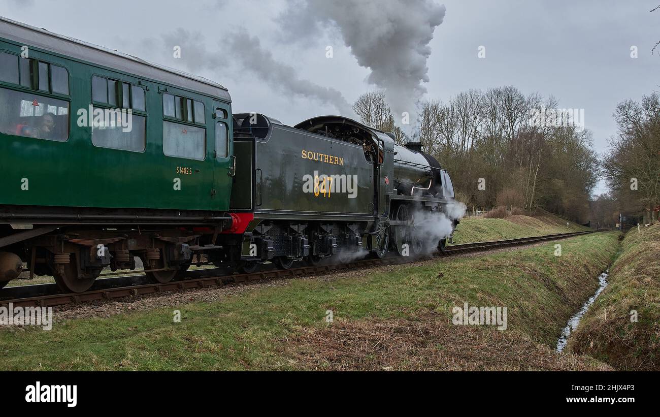 S15 Class locomotive No 847 in action on the Bluebell Railway Stock ...