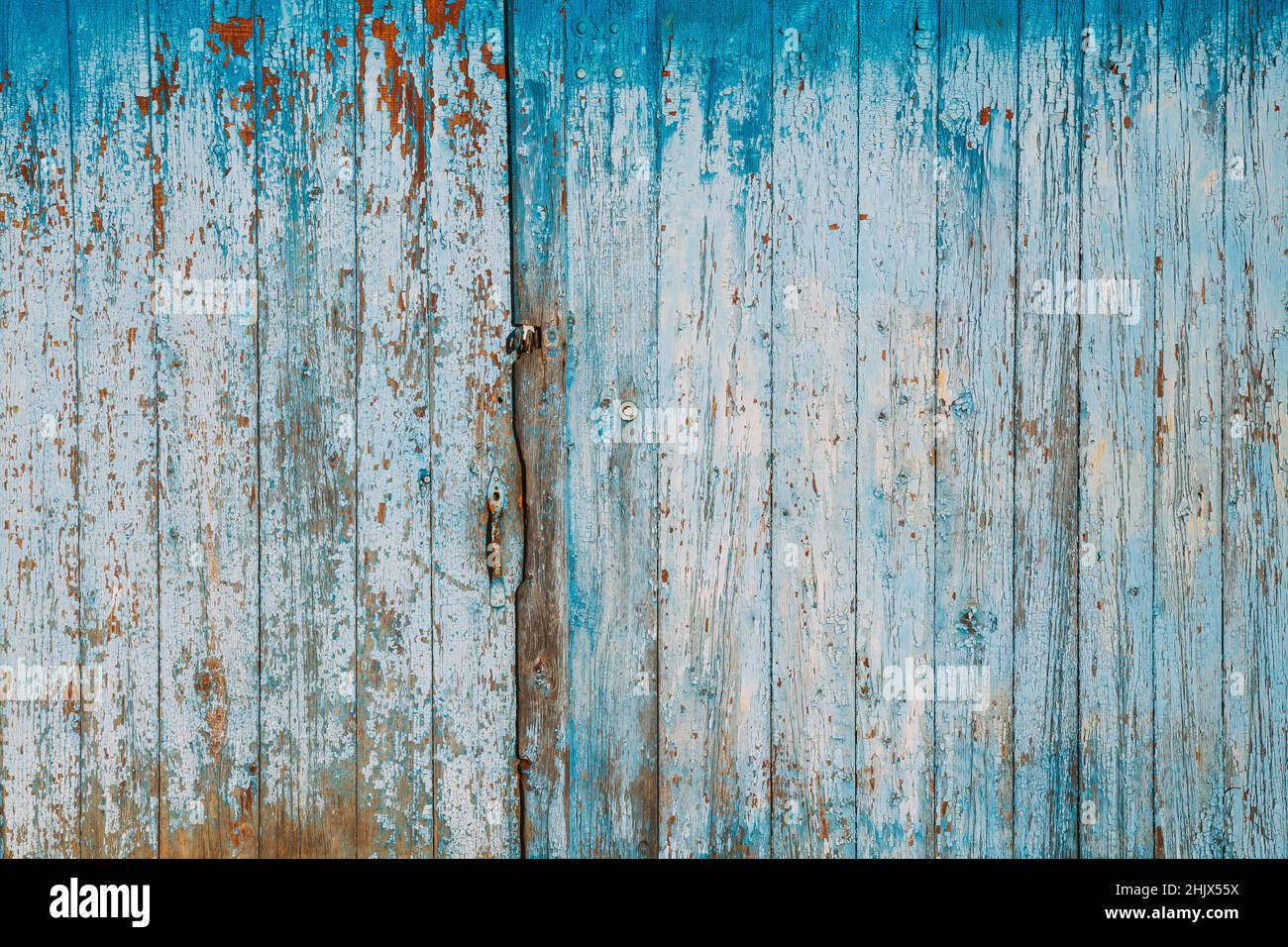 Aged Natural Old Blue Color Obsolete Wooden Board Background. Grungy ...