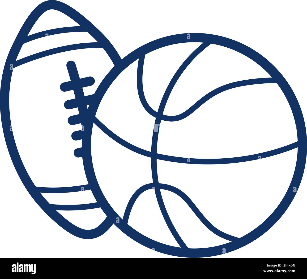Basketball ball icon, american football ball icon on white background ...